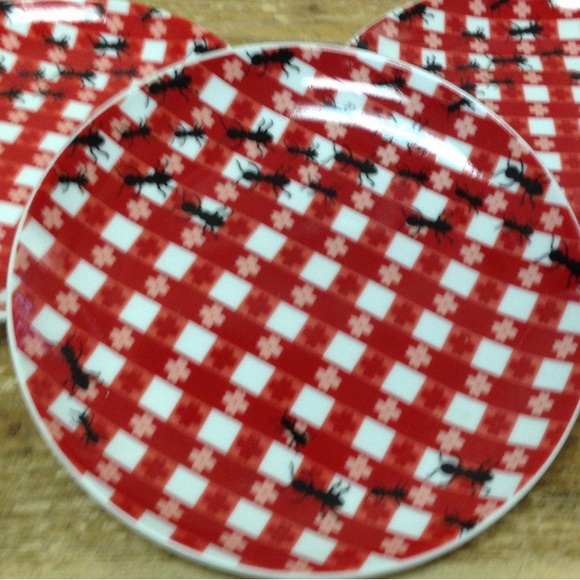 Boston Warehouse | Dining | Boston Warehouse Red Checkered Ant Plates ...